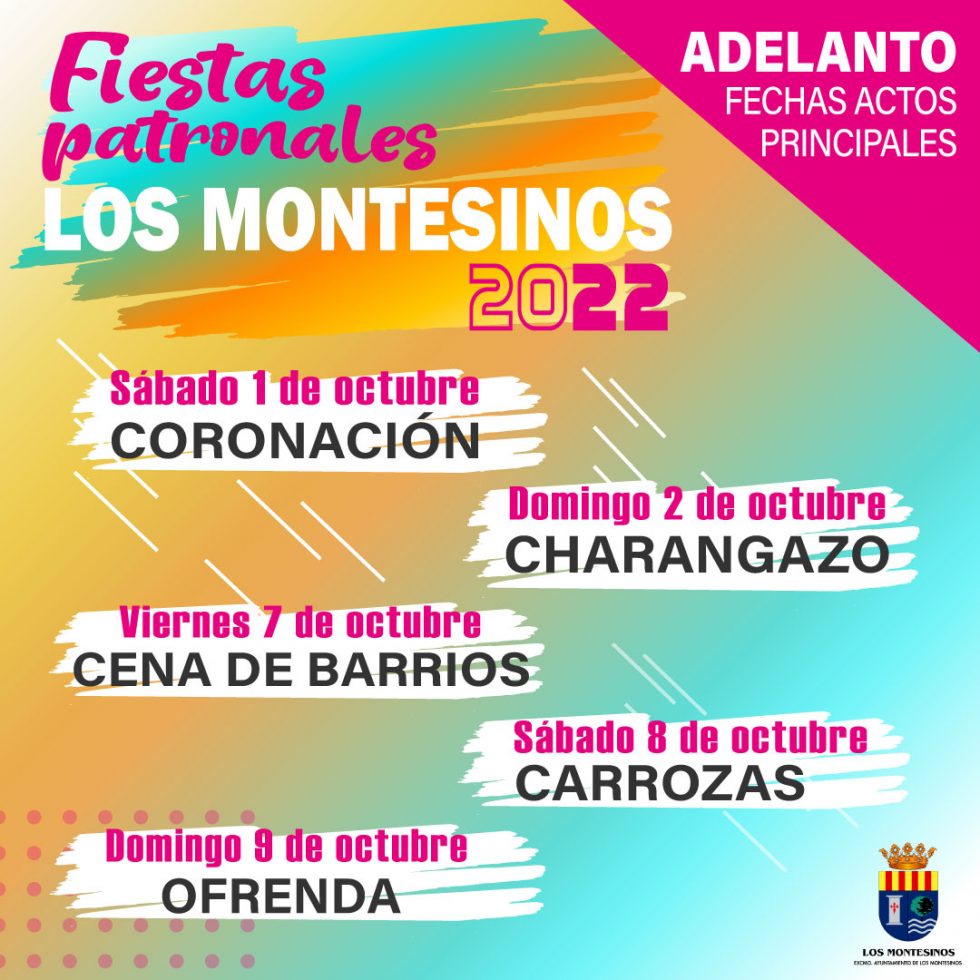 Avance de actos: ‘Fiestas Patronales Los Montesinos, 2022’ | Ayto. de ...